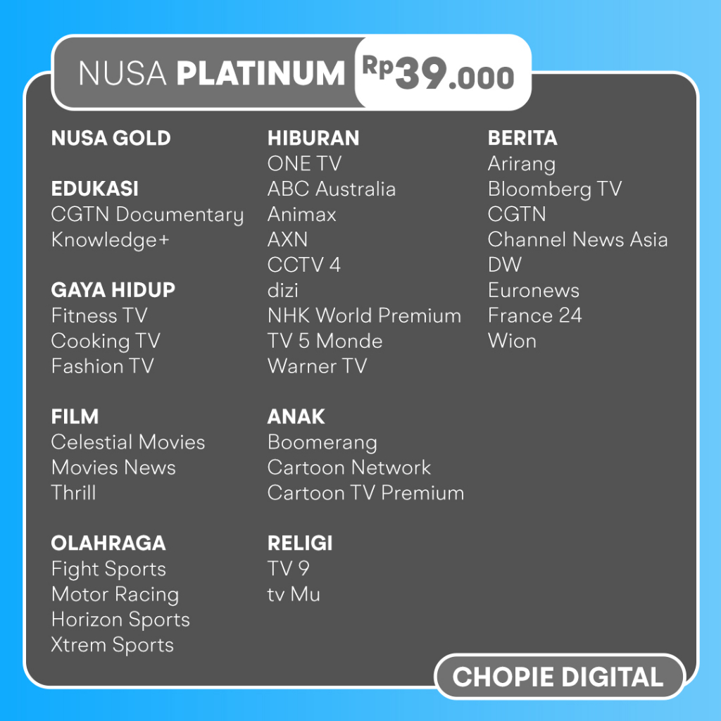 Jual Transvision Paket Platinum | Shopee Indonesia