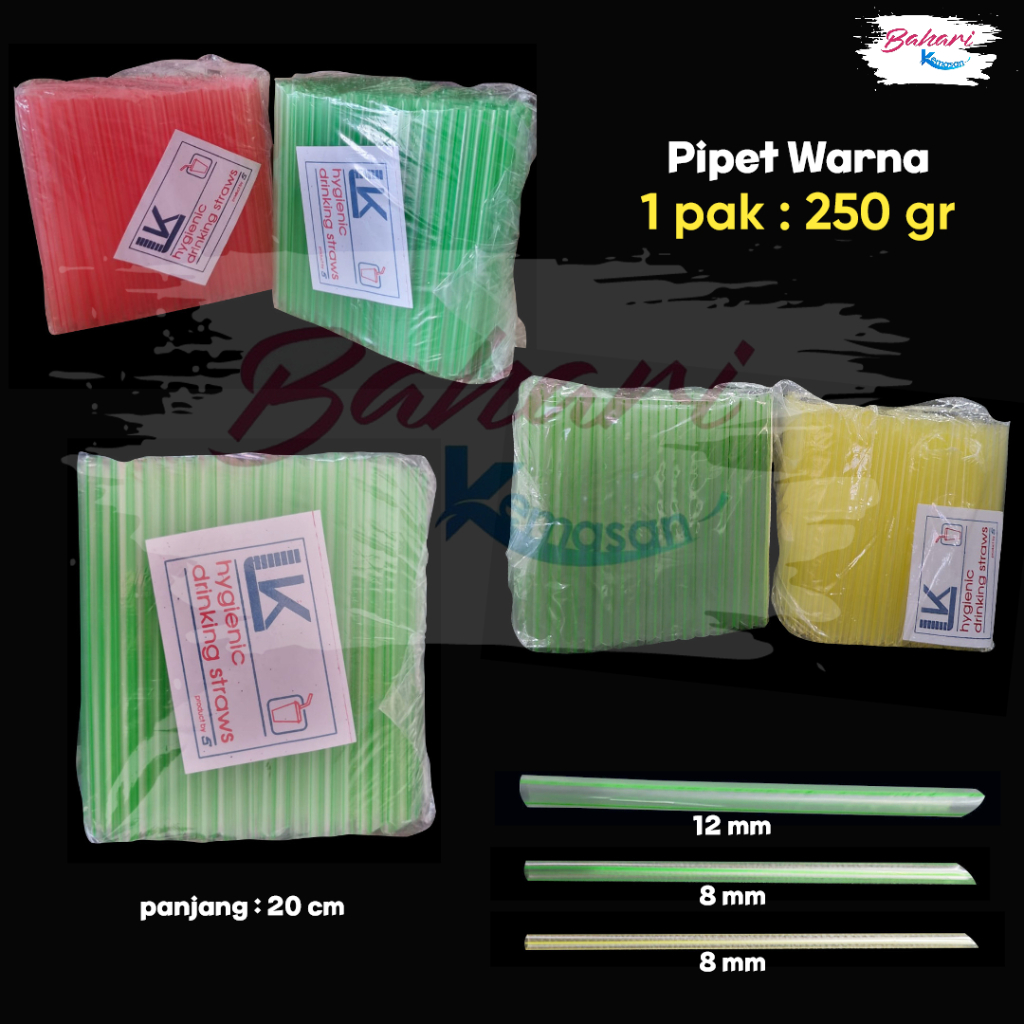 Jual Sedotan Pipet 8mm Warna Bubble Boba Minuman Plastik isi 250gr ...