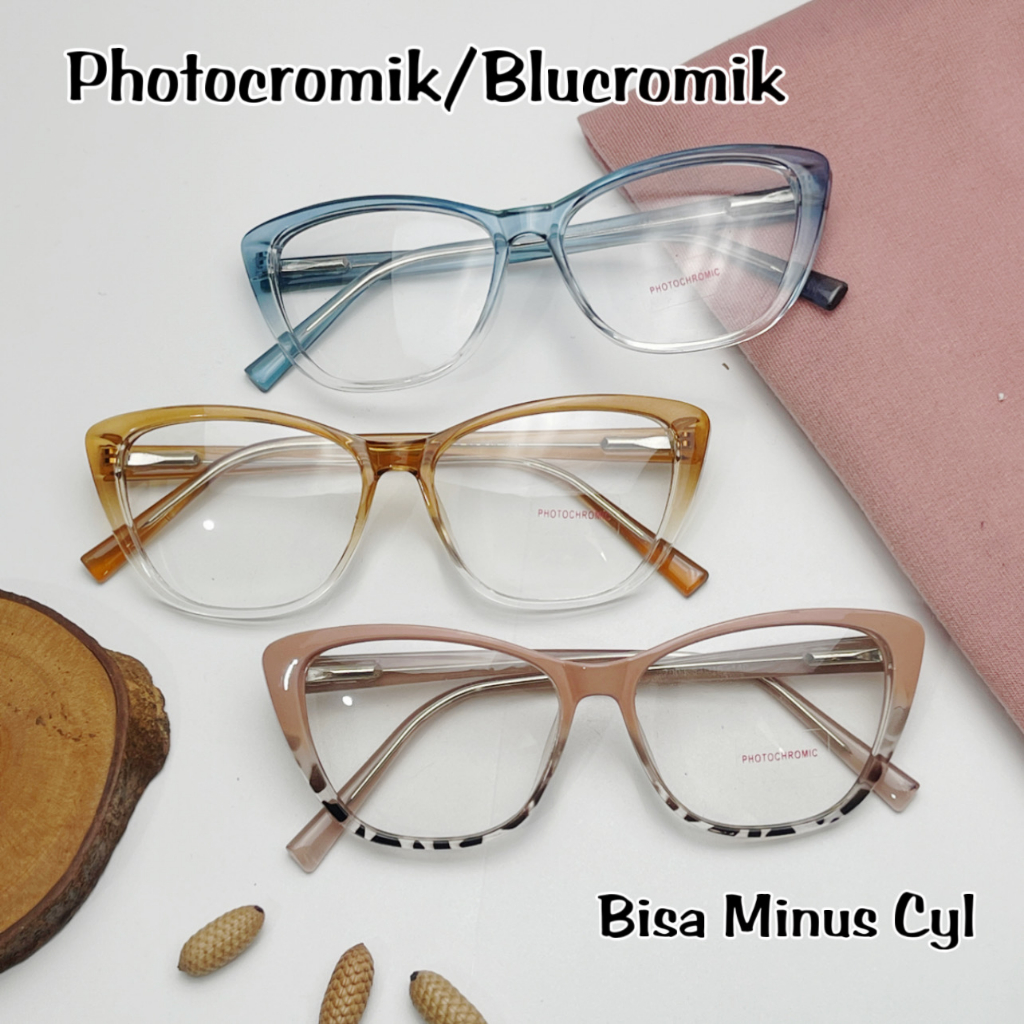 Jual COD Kacamata Cateye Optik Photocromik Bluecromik Wanita Masa Kini ...