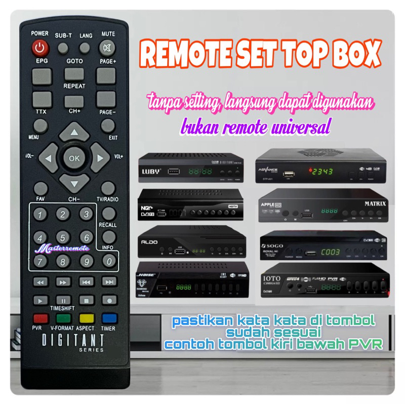 Jual REMOT REMOTE SET TOP BOX DIGITANT / LUBY / ADVANCE | Shopee Indonesia