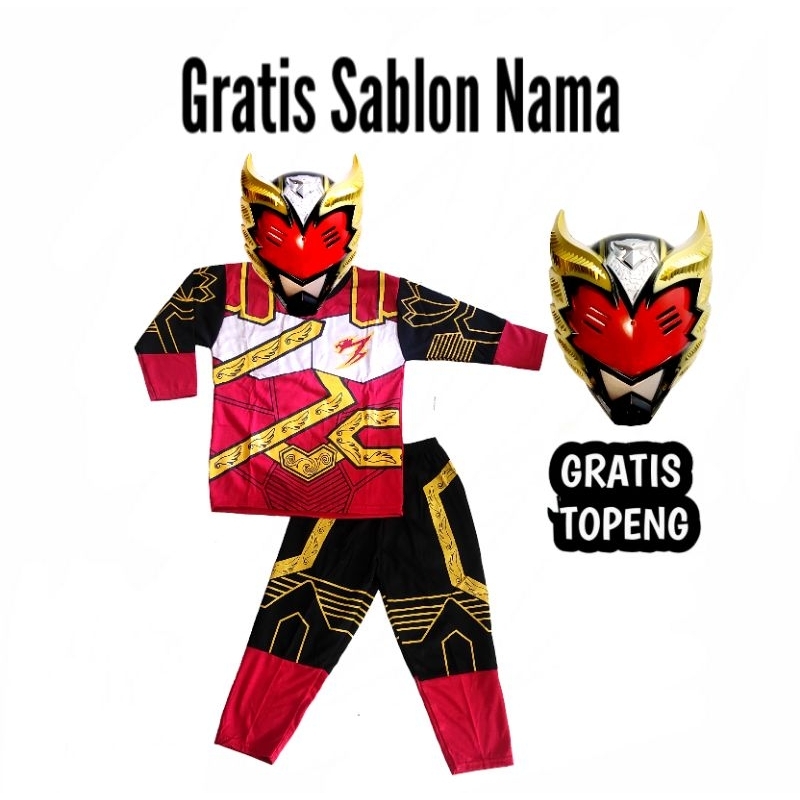Jual BAJU BIMA X DAN TOPENG GRATIS NAMA/KOSTUM BIMA X/BAJU SETELAN ANAK ...