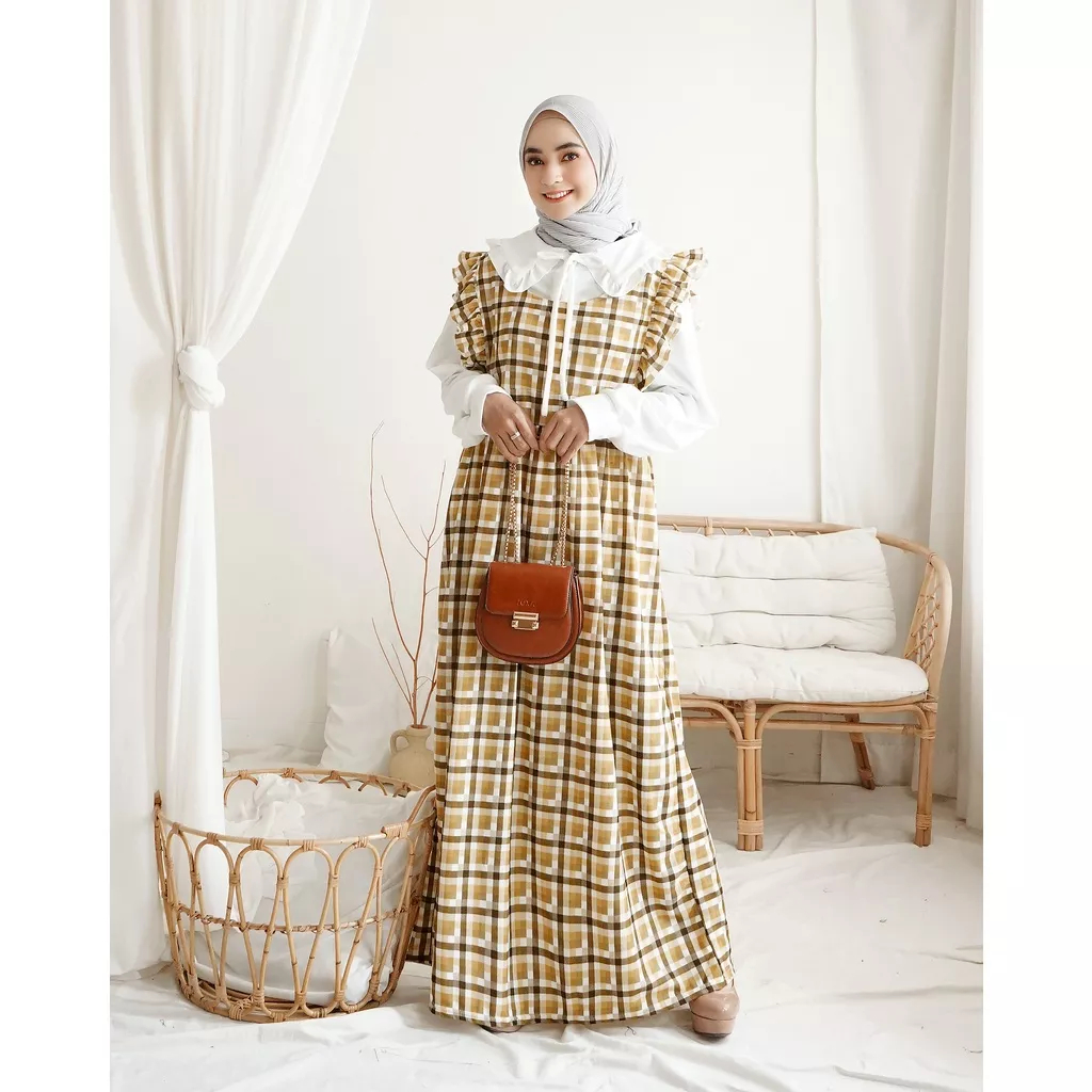 Jual Lilia Overall Set - Gamis & Inner Motif Salur Garis Stripe Kotak ...