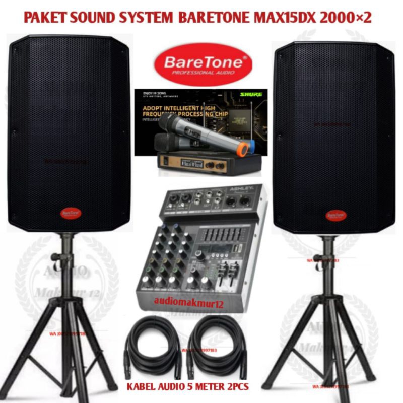 Jual Paket Sound System BARETONE MAX 15 DX MAX15 DX 15 Inch 1000 Watt ...