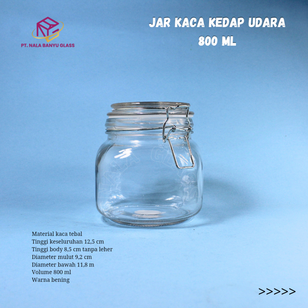 Jual JKKDU800 jar kaca hermatico 800ml / toples kaca kedap udara 800ml ...