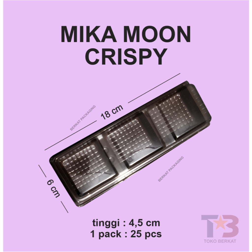 Jual Mika Moon Crispy Sekat 3 isi 25 pcs/ Mika Mochi 3 biji / Tempat ...