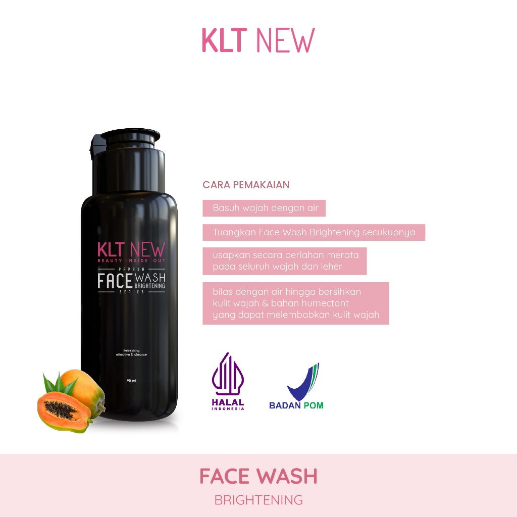 Jual KLT New Beauty Inside Out Pepaya Face Wash Brightening (Sabun Muka ...