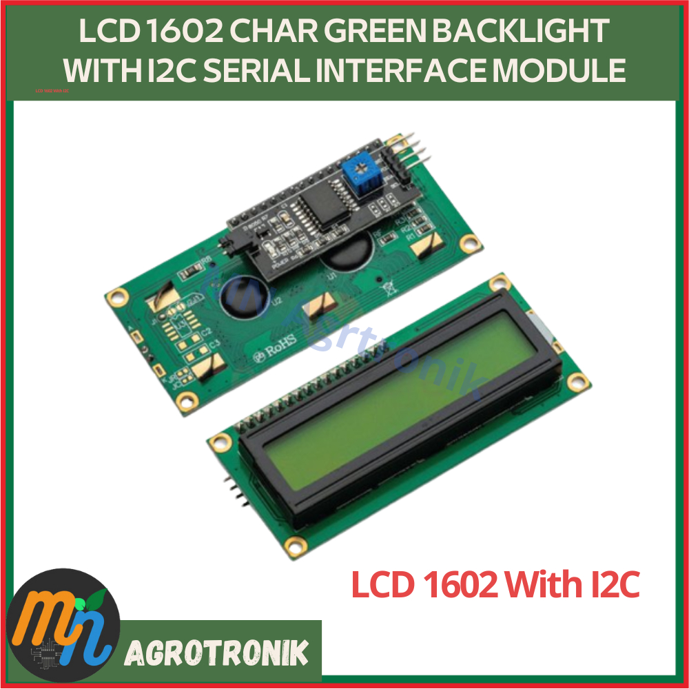 Jual LCD 1602 CHAR GREEN BACKLIGHT WITH I2C SERIAL INTERFACE MODULE | Shopee Indonesia