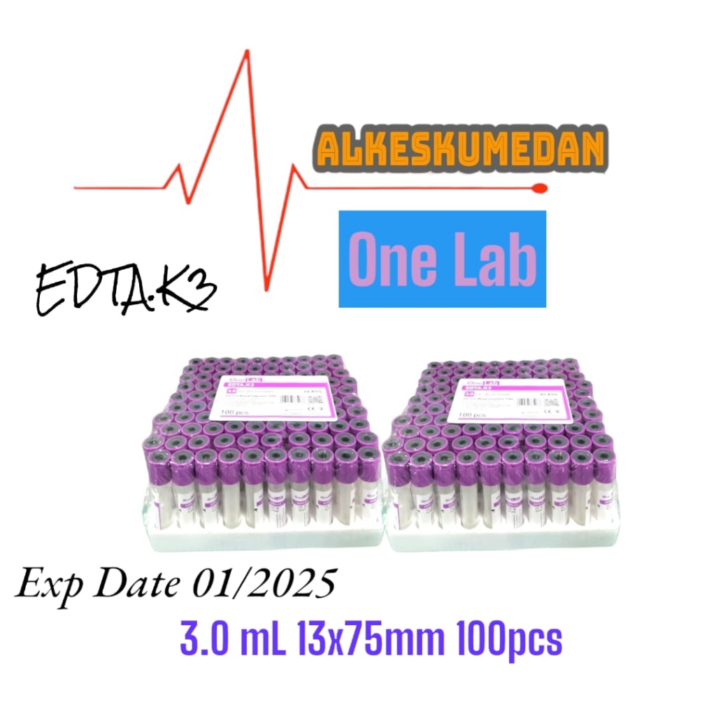 Jual Tabung Darah One Lab Edta 3mL K3 100pcs/Vacuum Blood Collection ...