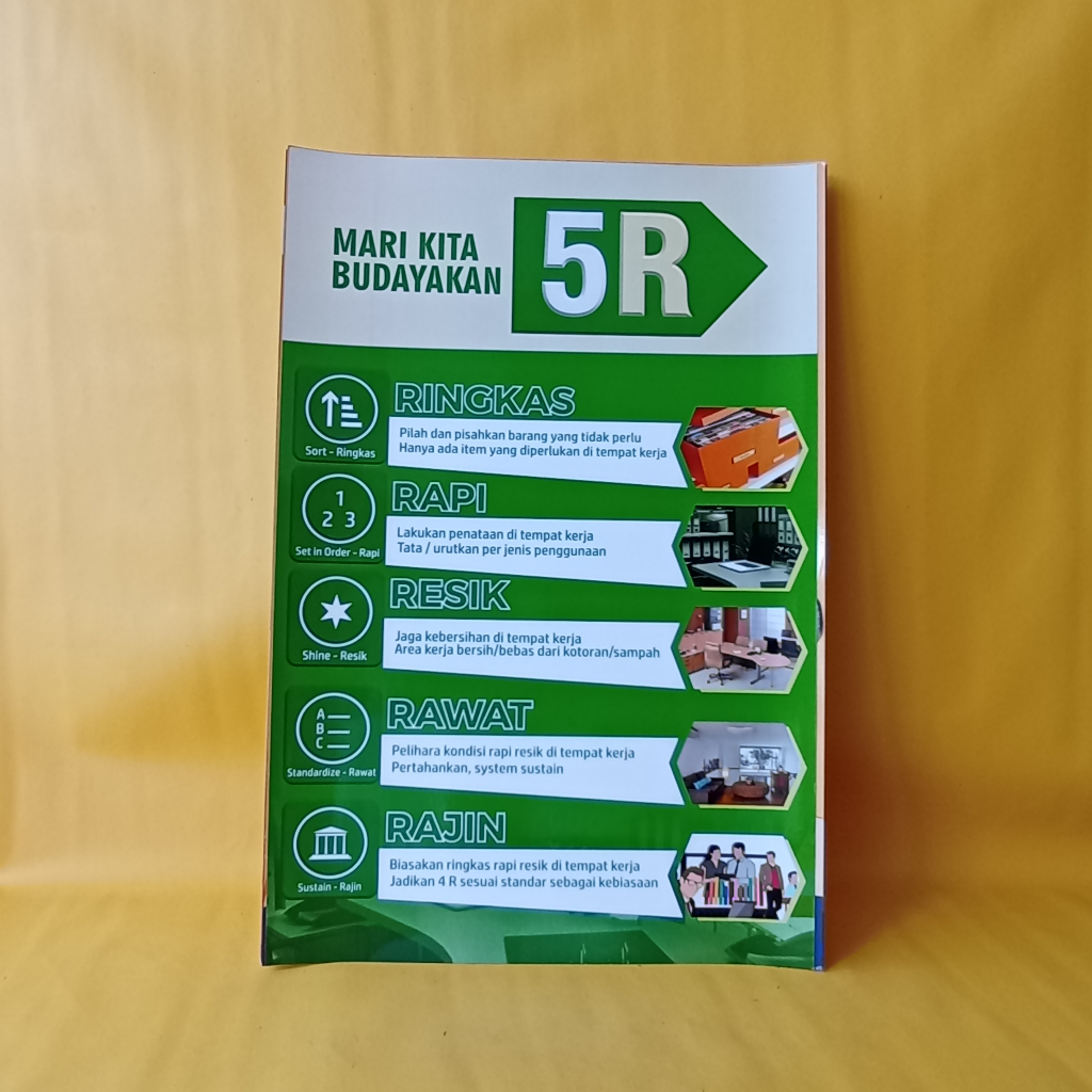 Jual Poster Sekolah | Poster Mari Kita Budayakan 5R Ringkas Rapi Resik Rawat Rajin | Kantor ...