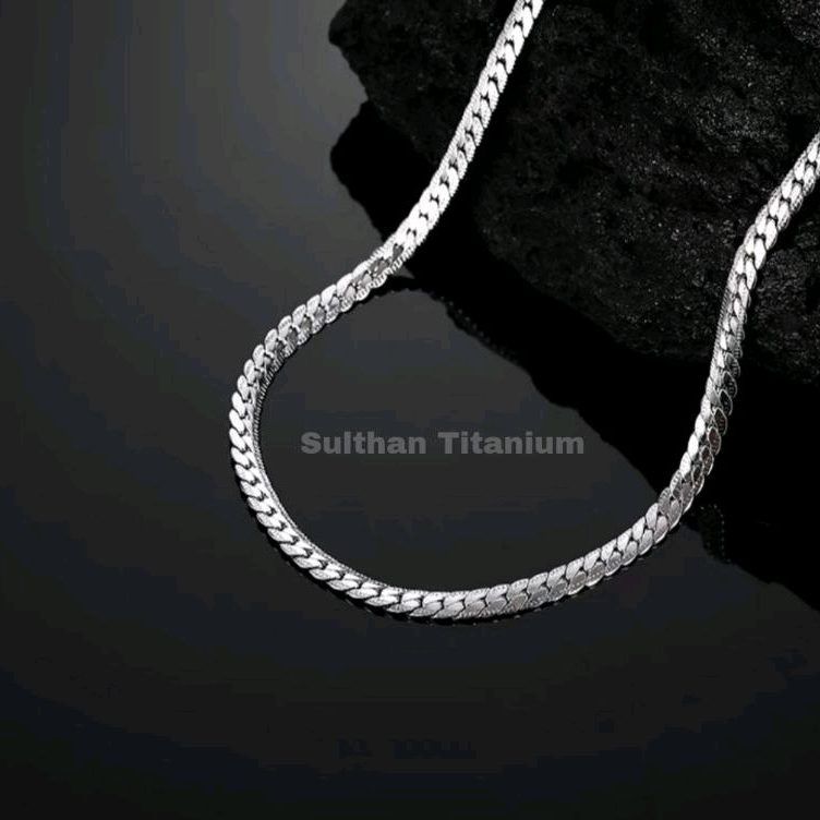 Jual Kalung Pria Wanita Titanium Rantai asli sisik naga motif silver ...