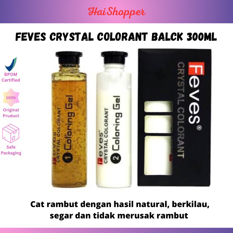 Jual FEVES Crystal Colorant Black 300ML - Cat Rambut Hitam - Cat Rambut ...