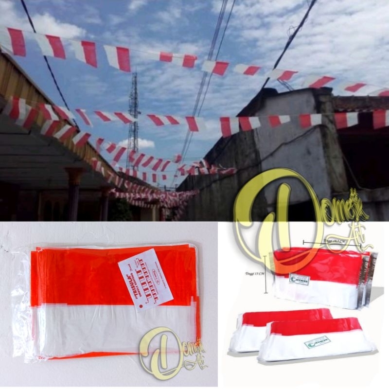 Jual Bendera Plastik merah putih+tali / umbul umbul HUT RI / plastik ...