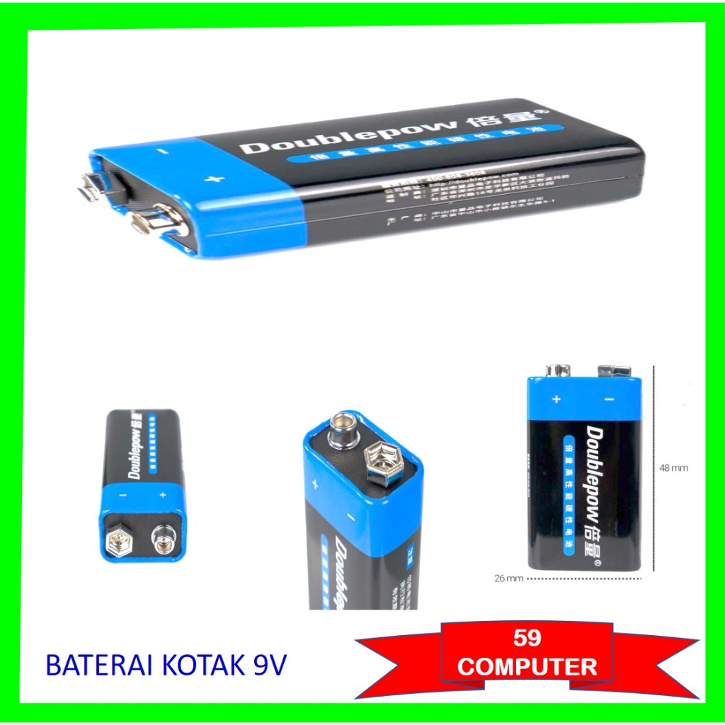 Jual Batu Baterai 9V 6F22 Non-Rechargeable 1 PCS Batre Kotak Batu ...