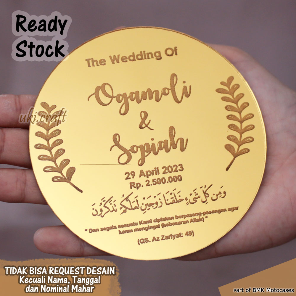 Jual Bulatan Lingkaran Akrilik Mirror Gold Custom Nama Dekorasi Mahar ...
