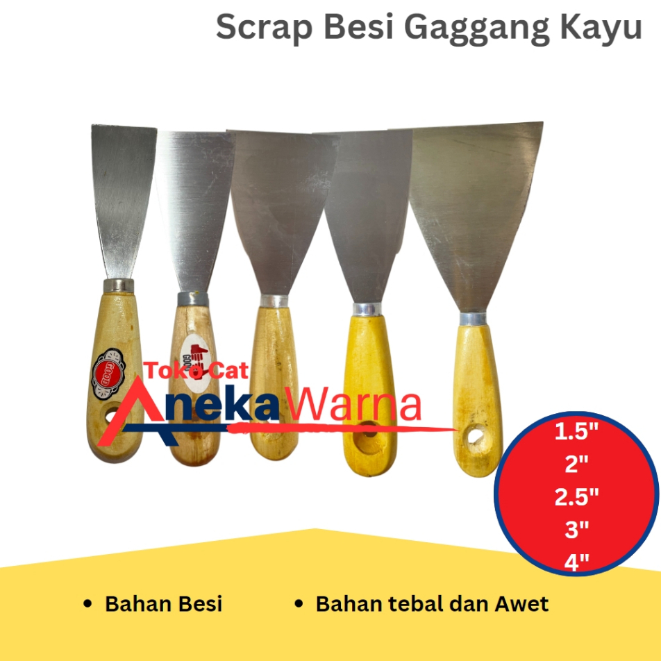 Jual Scrap / Kape / Scraper besi gagang kayu 1,5", 2", 2,5", 3", 4 ...
