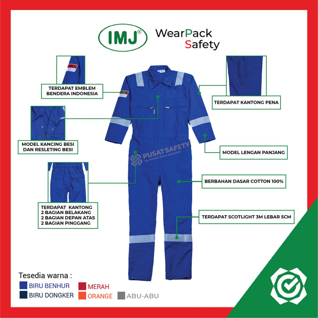 Jual Wearpack Safety Coverall IMJ Full Cotton 3M Baju Seragam Kerja ...