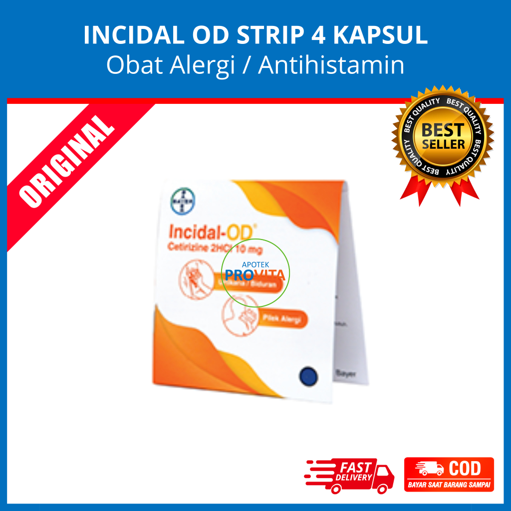 Jual INCIDAL STRIP 4 KAPSUL - Obat Alergi Gatal Biduran Rhinitis Biang Keringat / Incidal od ...