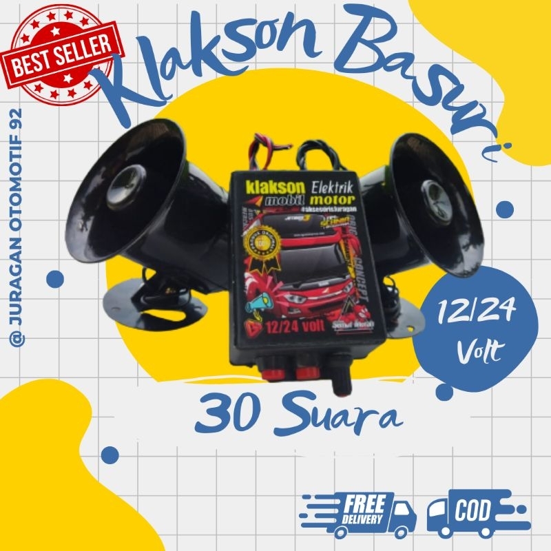 Jual KLAKSON TELOLET BASURI 30 SUARA MOTOR MOBIL DLL 12/24 VOLT ...