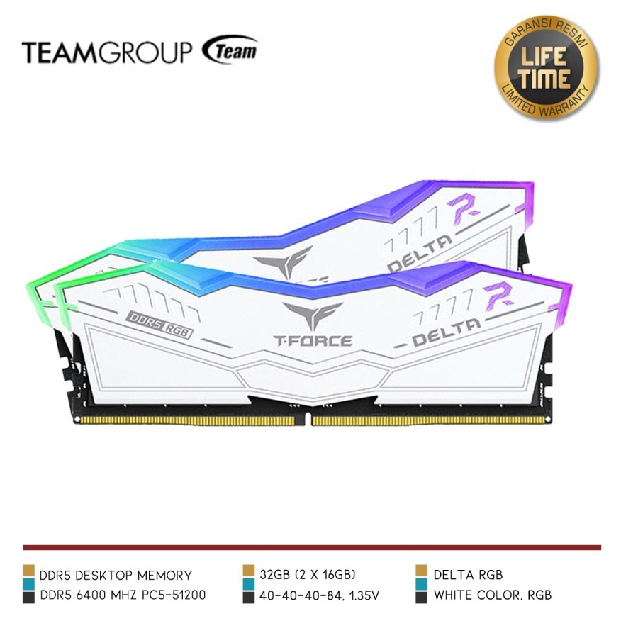 Jual Team Delta RGB DDR5 32GB 2x16GB 6400MHz White ...