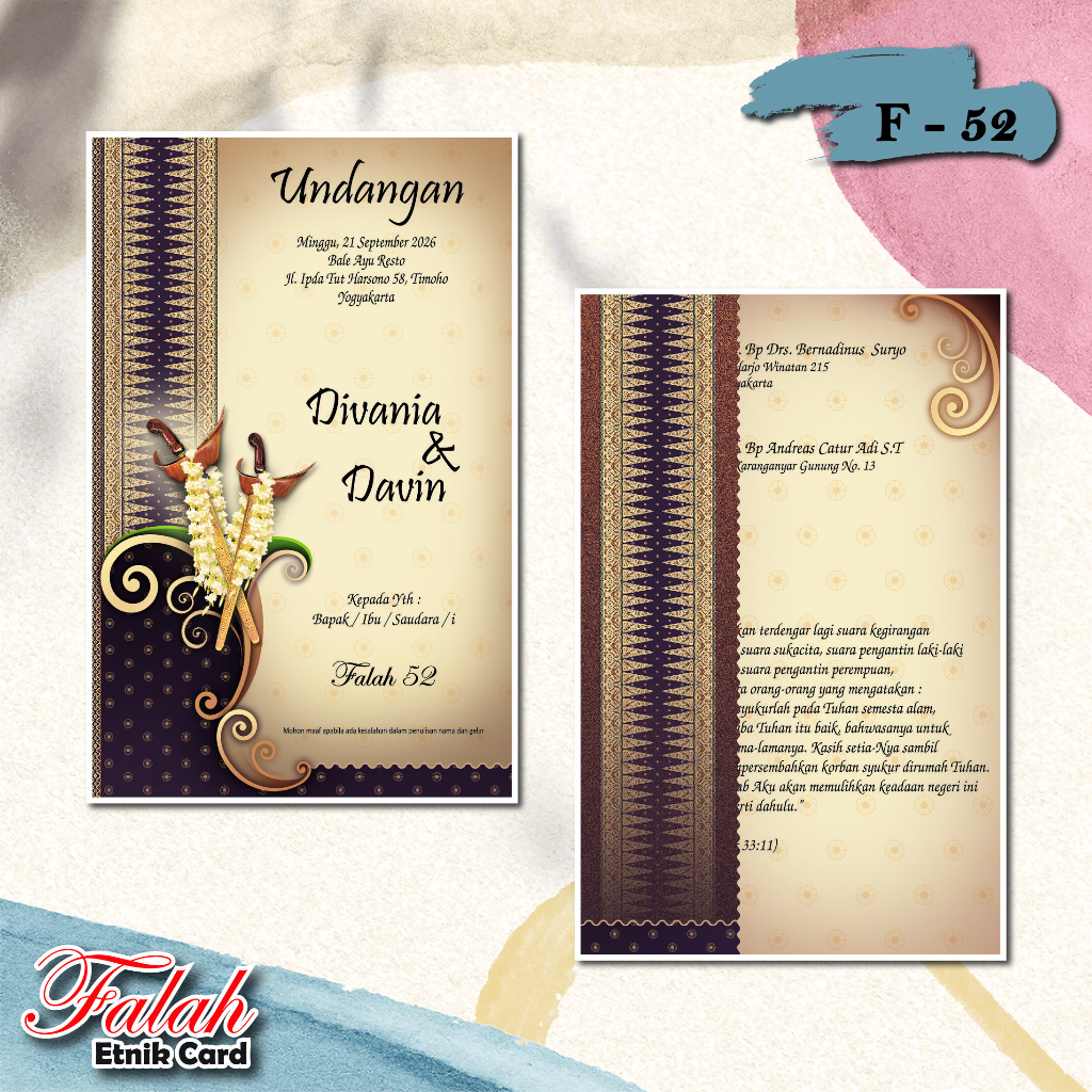 Jual Blanko Undangan Pernikahan Falah code F 52 wedding simple murah ...