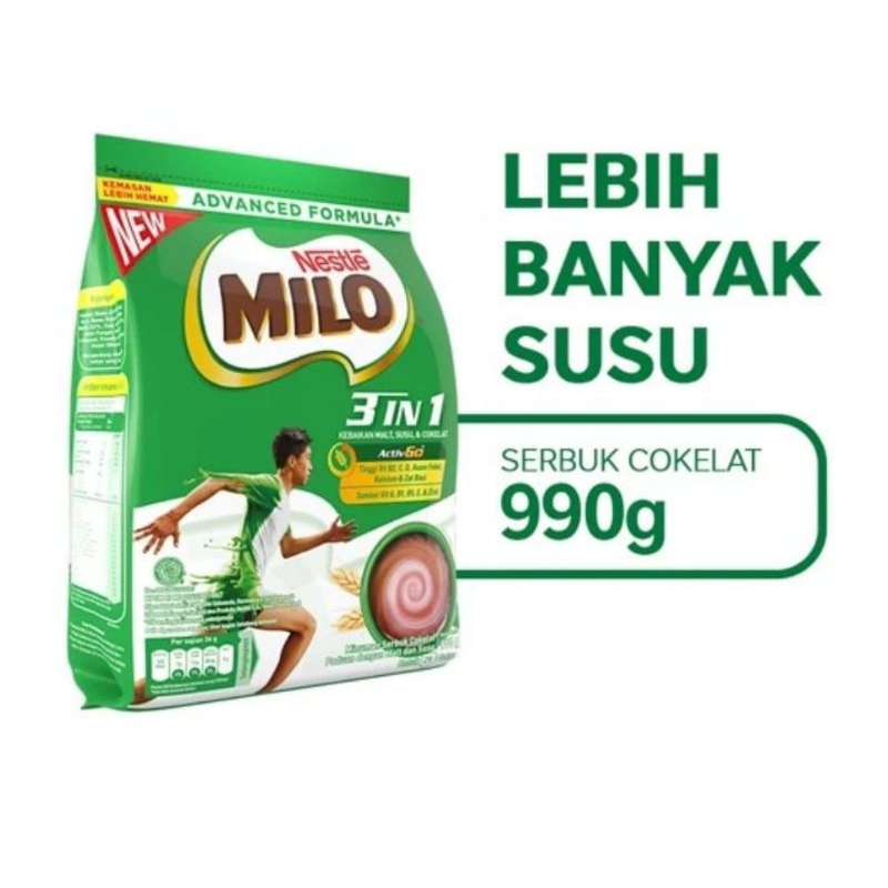 Jual Susu Milo 3in1 kemasan 990g | Shopee Indonesia