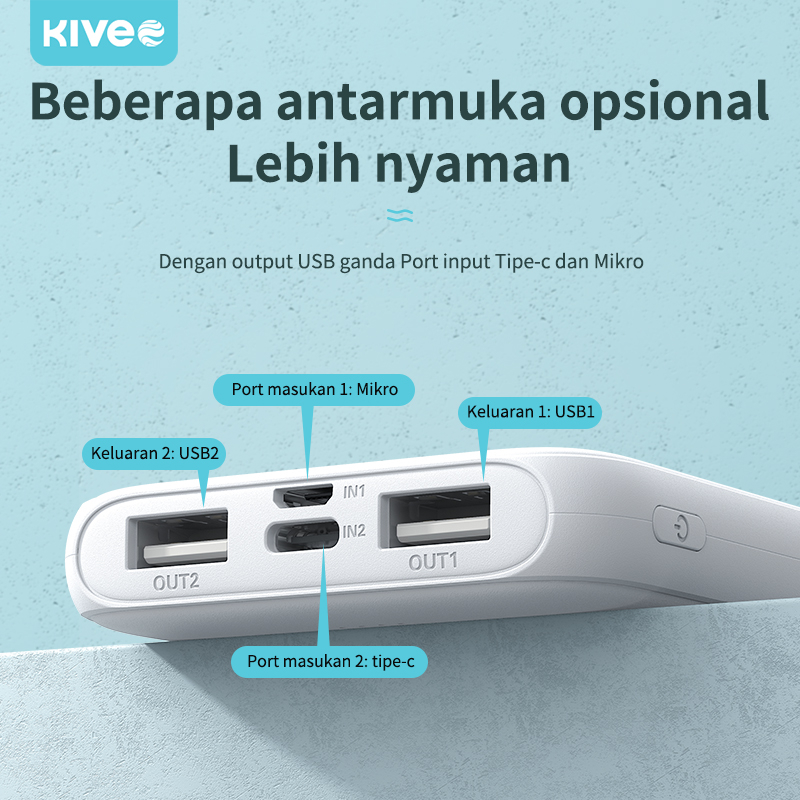 Jual kivee Powerbank 10000mAh + Fast Charge 2.4A Real Capacity | Shopee ...