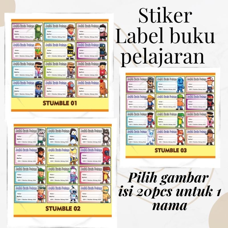 Jual Isi 20pcs/glossy/tema stumble/Stiker mapel/label buku pelajaran ... Jual Isi 20pcs/glossy/tema stumble/Stiker mapel/label buku pelajaran ...