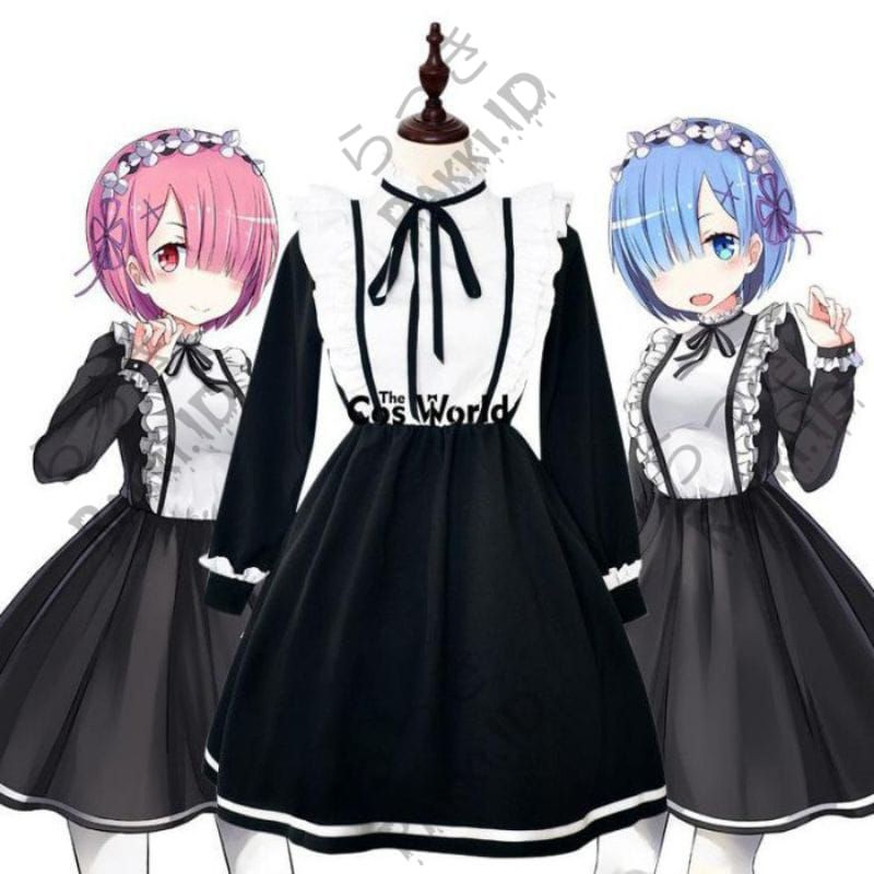 Jual Kostum Anime Girls Maid Ram Rem Re:Zero Costume Cosplay Ready Stok ...