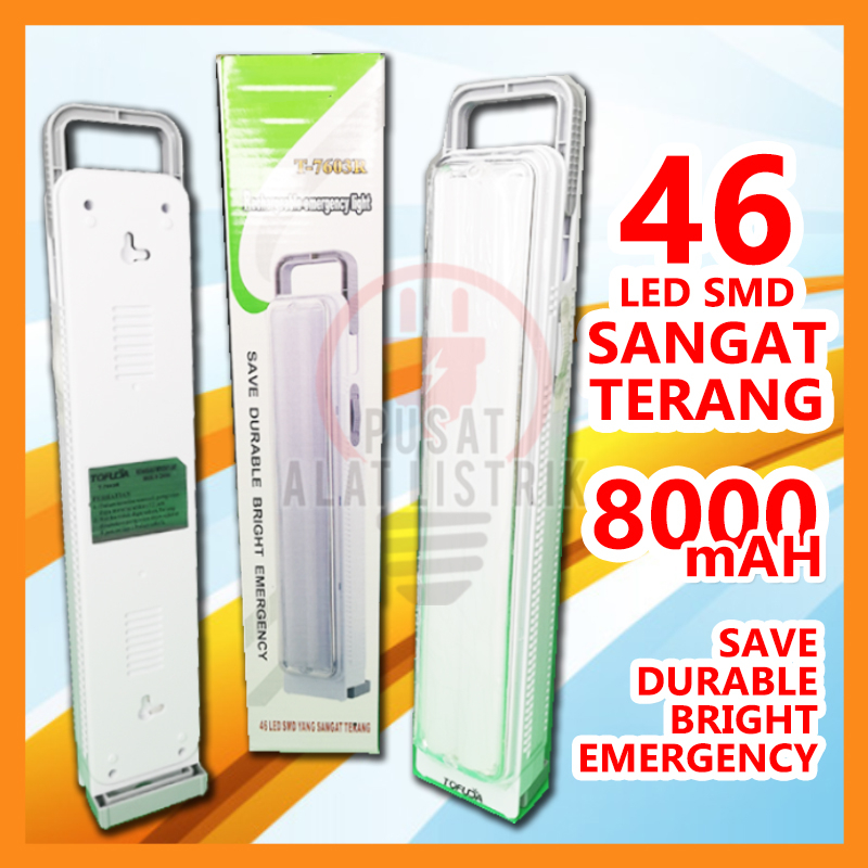 Jual LAMPU EMERGENCY SANGAT TERANG 46 LED SMD 8000 MAH 2 TUBE CAS RECHARGEABLE EMERGENCY LIGHT ...