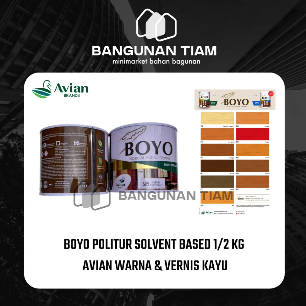 Jual BOYO POLITUR KAYU 1/2KG AVIAN ~ CAT PELITUR PLISTUR VERNISH ...
