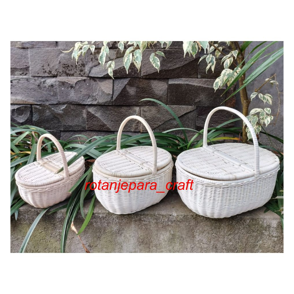 Jual Tas Piknik Rotan Oval Ukuran Besar / Keranjang Rotan Piknik Jumbo ...