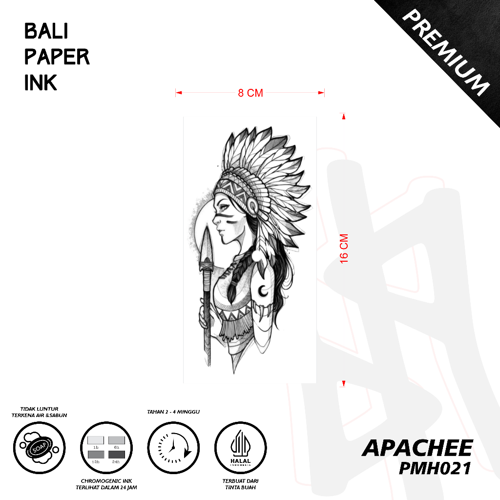 Jual Bali Paper Ink PMH021 Apache Girl Fruit Ink Tatto Temporary ...