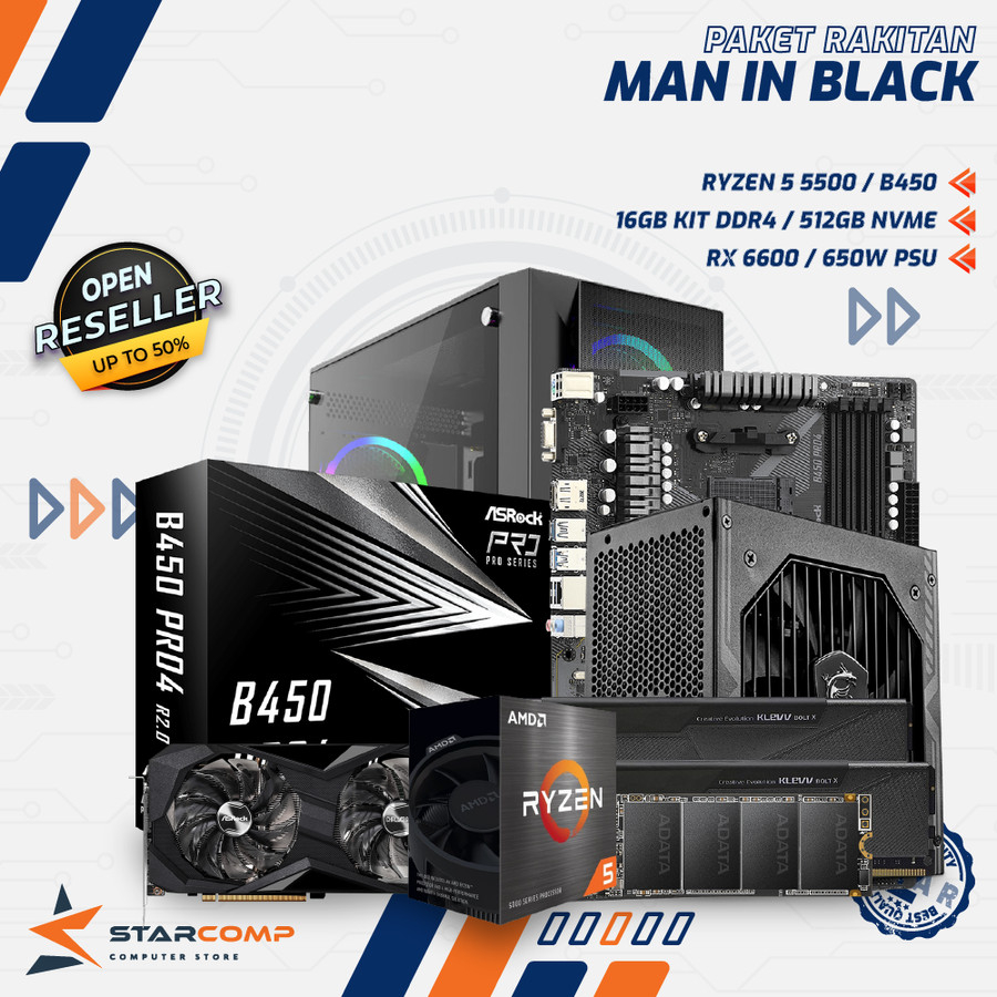 Jual PC RAKITAN RYZEN 5 5500 B450 16GB RAM 512GB NVME RX 6600 VRAM 8GB ...