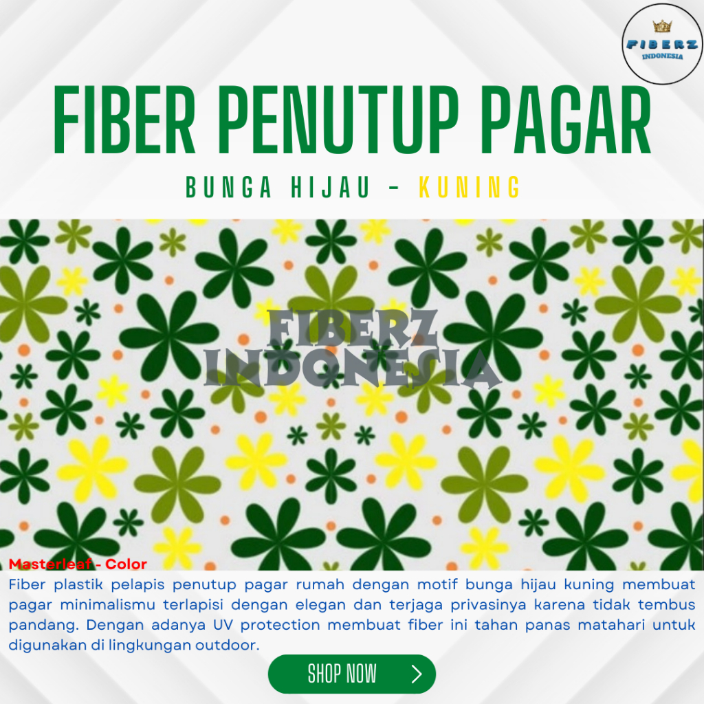 Jual MASTERLEAF - Fiber Plastik Penutup Pagar Motif BUNGA HIJAU KUNING ...