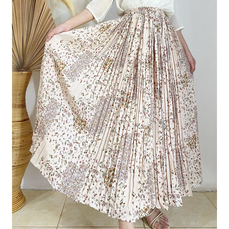 Jual ROK MOTIF BUNGA BUNGA / ROK PLISKET IMPORT | Shopee Indonesia