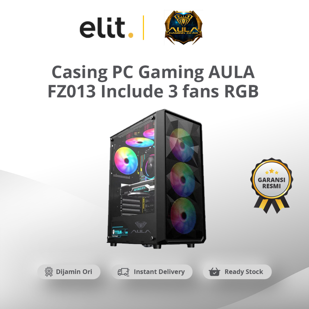 Jual AULA Casing PC Gaming FZ013 Include 3 fans RGB | Shopee Indonesia