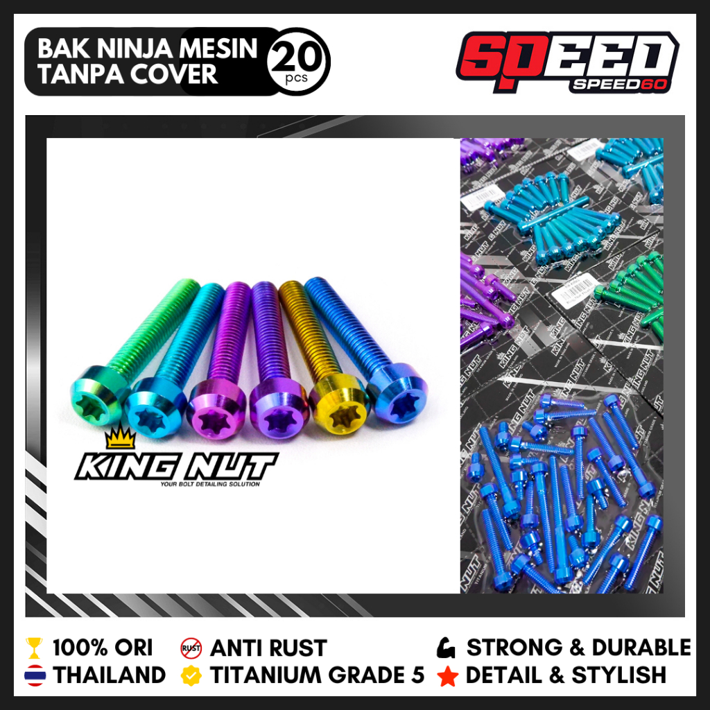 Jual Baut Titanium Blok Kanan Kiri Kawasaki Ninja R RR isi 20 Tanpa Cover Grade 5 King Nut ...