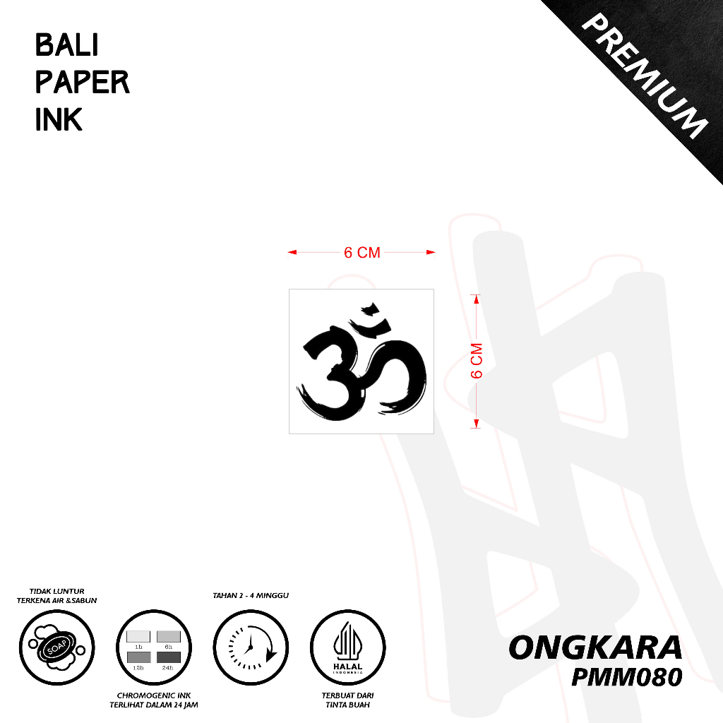 Jual PMM080 Ongkara Tato Temporer Tahan lama Premium Bali Paper Ink ...