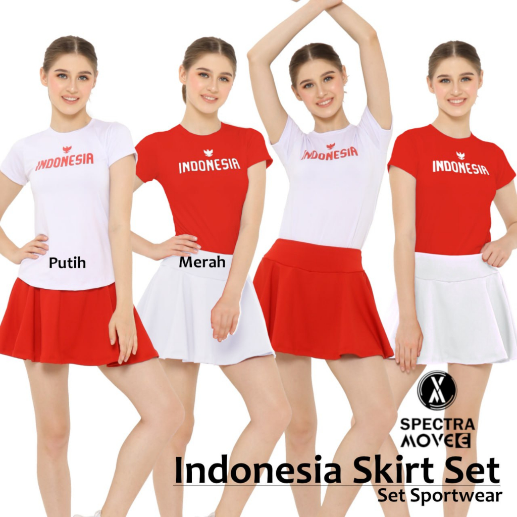 Jual Setelan merah INDONESIA SKIRT SET baju senam merah putih setelan ...