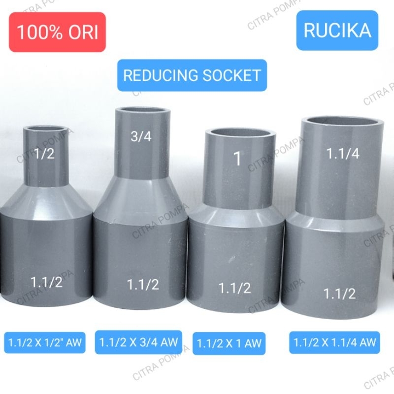Jual RUCIKA PLOK SOK 1.1/2 X 1/2" AW /REDUCING SOCKET 1.1/2 X 3/4" AW ...