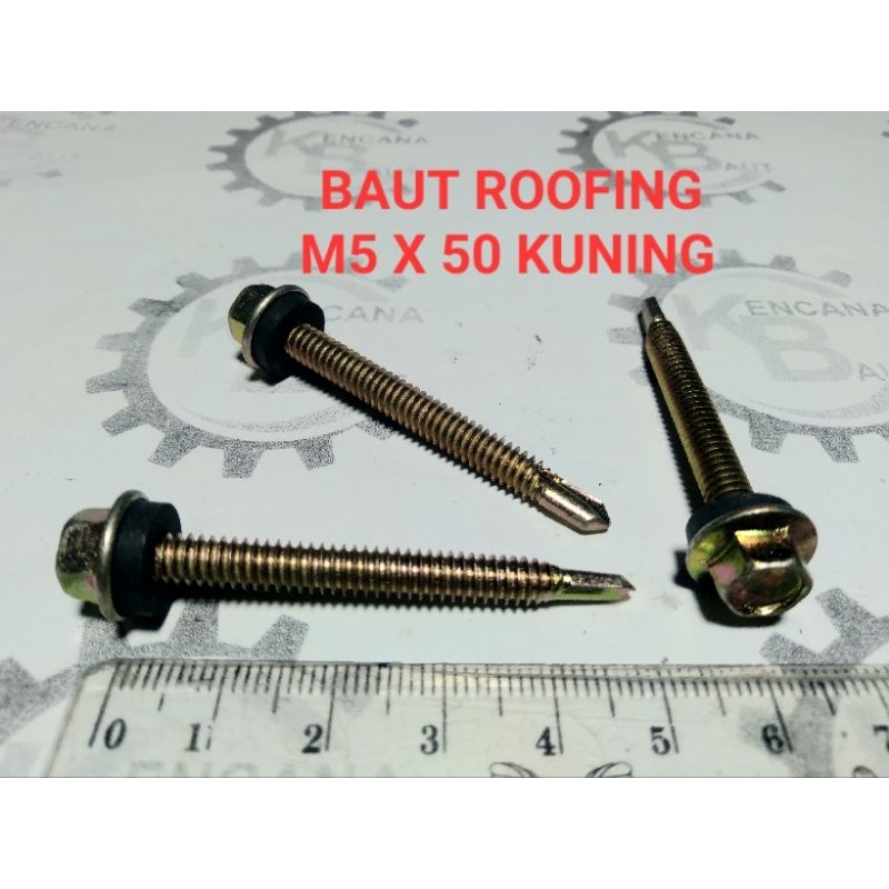 Jual Baut Roofing M5 X 50 Kuning / Sekrup Baja Ringan M5 X 50 Kunci 8 ...