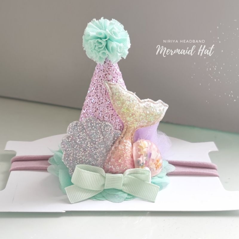 Jual Mermaid Hat Topi Ulang Tahun Birthday Headband Nylon Bayi ...