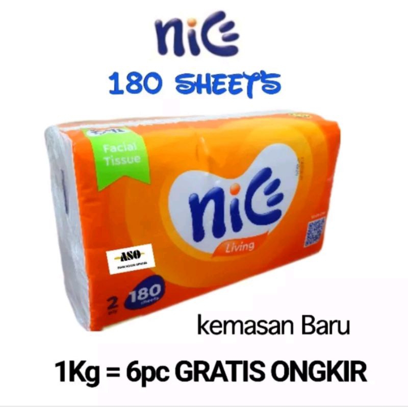 Jual Tisu Tissue Nice 2 ply 180 sheet 6 pack 1kg | Shopee Indonesia