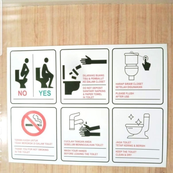 Jual Sign Sticker Tata Cara Penggunaan Toilet Sticker Cara Pakai Toilet ...