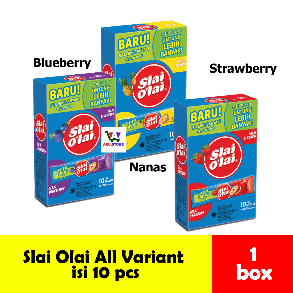 Jual Biskuit Roma Slai Olai Strawberry / Blueberry / Nanas Box 10 ...