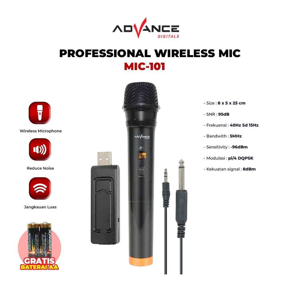 Jual JUAL / Microphone Wireless Advance 101 / 102 Mic Wireless Bisa ...