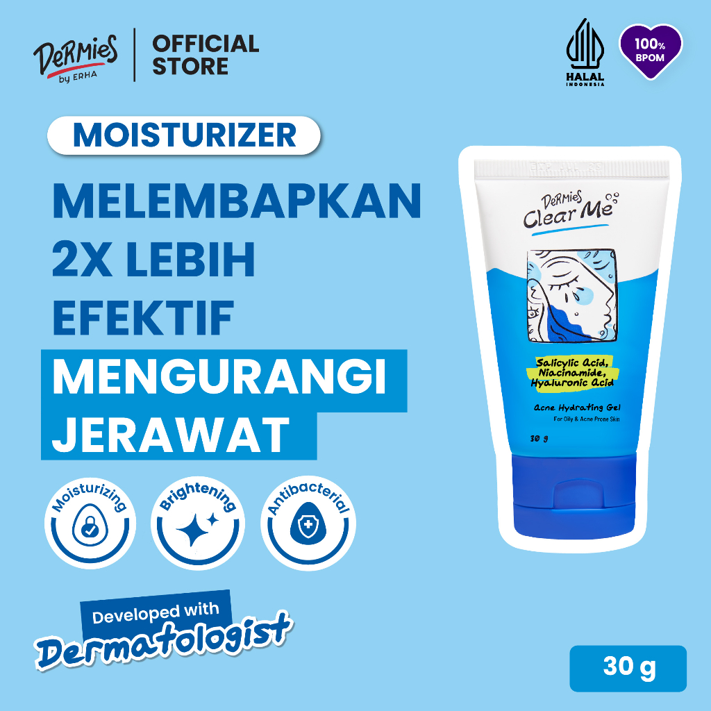Jual Dermies Clear Me Acne Hydrating Gel for Oily & Acne Prone Skin 30g ...