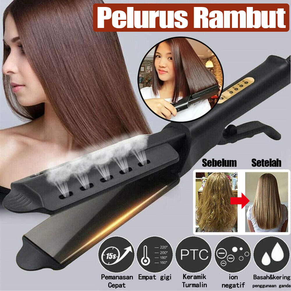 Jual Ion Flat Iron Rebonding Pemanasan Cepat Untuk Rambut Tebal Alat ...