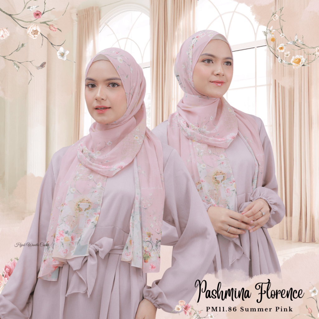 Jual Hijabwanitacantik - Pashmina Florence PM11.86 Summer Pink Hijab Printing Motif Printing ...