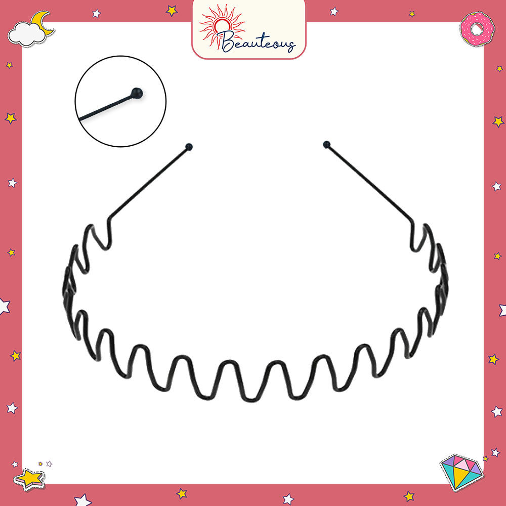 Jual Bando Rambut Kawat Hitam Headband Korea Model Sisir Zigzag Spiral ...